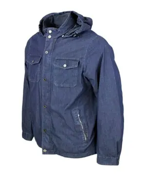 MOORER Long-sleeved Hooded Denim Jacket