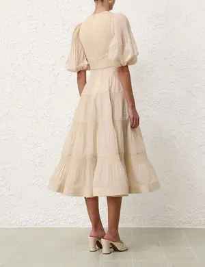 Zimmermann V-neck Tiered Midi Dress