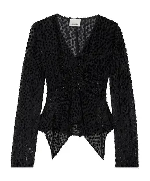 Isabel Marant Étoile Long Sleeve V-neck Top With Asymmetrical Hem