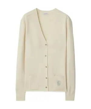 Burberry Cashmere Cardigan With B-shield Detail - Snowflake