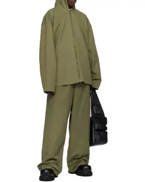 Balenciaga Zip-up Hooded Jacket With Drawstring Waist - Green