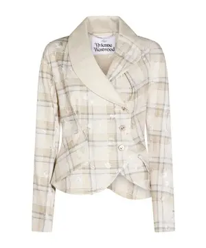 VIVIENNE WESTWOOD Checked Peplum Blazer - Beige