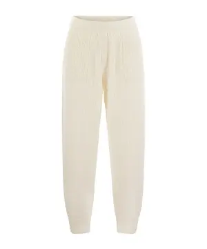 Brunello Cucinelli Cable Knit Straight Leg Trousers - Beige