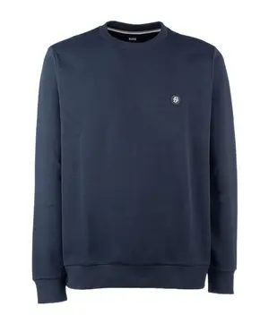 Hugo Boss Crewneck Sweatshirt With Logo Plaque - Blue