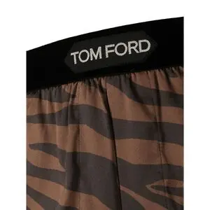 TOM FORD Logo Waistband Zebra Printed Boxers - Brown