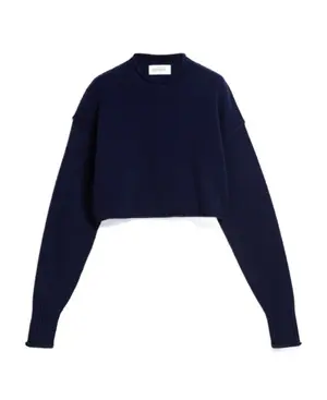 Sportmax Crewneck Long-sleeved Cropped Jumper - Black