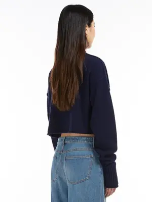 Sportmax Crewneck Long-sleeved Cropped Jumper - Black