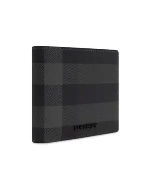 Burberry Logo Plaque Checked Bi-fold Wallet