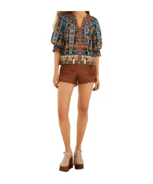 Farm Rio Embroidered Puff Sleeve Top - Multicolor