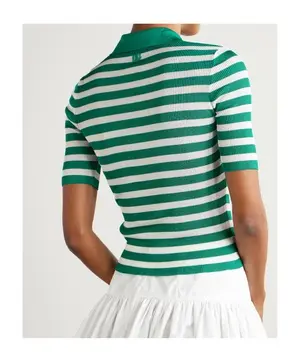 Dolce & Gabbana Striped Ribbed Knit Polo Shirt