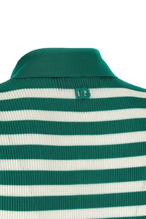 Dolce & Gabbana Striped Ribbed Knit Polo Shirt