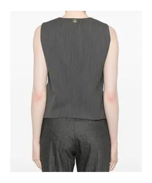 TWINSET Textured Sleeveless V-neck Waistcoat