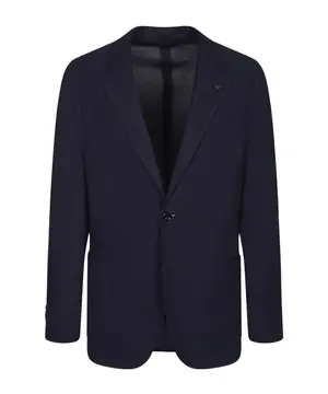 LARDINI Textured Single-breasted Blazer - Blue