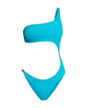 Versace Medusa Plaque One-shoulder Cut-out Swimsuit - Blue