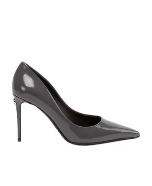 Dolce & Gabbana Pointed Toe High Heel Pumps With Logo Detail - Black