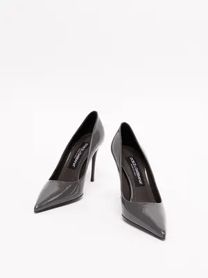 Dolce & Gabbana Pointed Toe High Heel Pumps With Logo Detail - Black