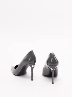 Dolce & Gabbana Pointed Toe High Heel Pumps With Logo Detail - Black