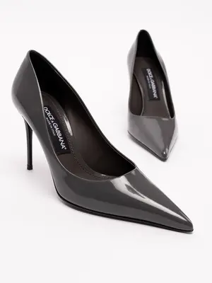 Dolce & Gabbana Pointed Toe High Heel Pumps With Logo Detail - Black