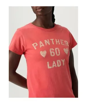 Valentino Garavani Crewneck T-shirt With Panther Lady Print - Red/beige