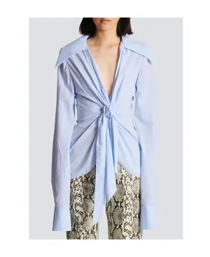 Balmain Poplin Knotted Shirt