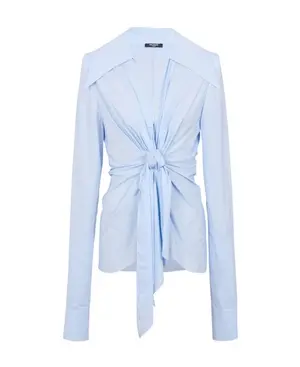 Balmain Poplin Knotted Shirt - Blue