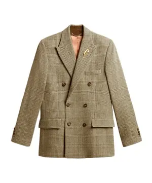 GOLDEN GOOSE Double-breasted Blazer In Shetland Wool - Sage