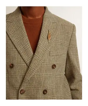 GOLDEN GOOSE Double-breasted Blazer In Shetland Wool - Sage