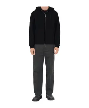 Burberry Logo Print Zip-up Hoodie - Charcoal
