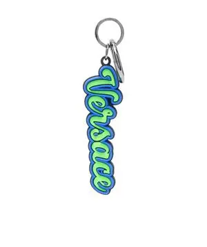 Versace Logo Keyring With Gold Hardware - Green