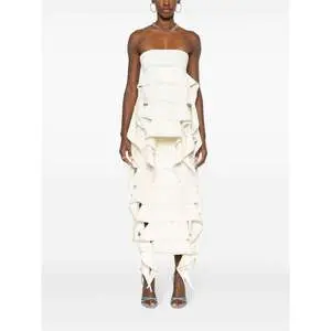Y/project Strapless Asymmetric Hem Denim Top - White