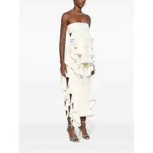 Y/project Strapless Asymmetric Hem Denim Top - White