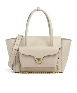 COCCINELLE Double Beat Foldover Top Tote Bag - Nude