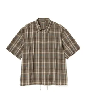 Auralee Super Fine Tropical Wool Check Half-sleeved Shirt - Brown Check Pattern