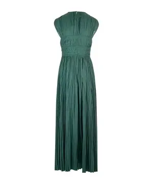 Ulla Johnson Round Neck Pleated Maxi Dress