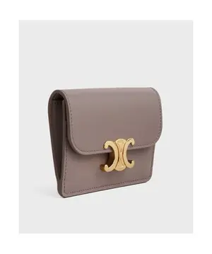 Celine Card Holder With Flap Triomphe In Shiny Calfskin