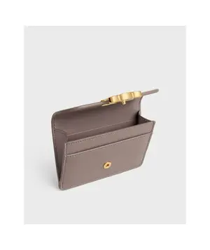 Celine Card Holder With Flap Triomphe In Shiny Calfskin