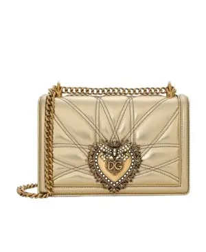 Dolce & Gabbana Medium Quilted Devotion Bag - Nude