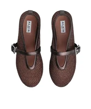 Alaïa Woven Buckle Ballet Flats - Bronze