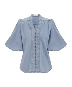 Zimmermann Lucky Denim Blouse - Blue
