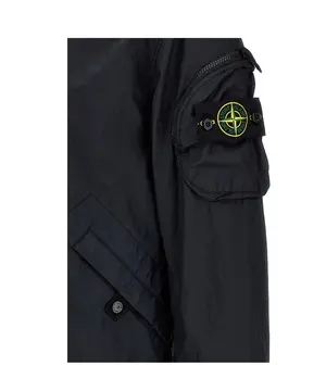 Stone Island Logo Patch Zip-up Bomber Jacket - Blue