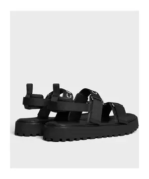 Celine Billie Strappy Sandal In Jacquard And Calfskin