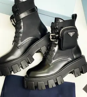Prada Ankle Wrap Combat Boots