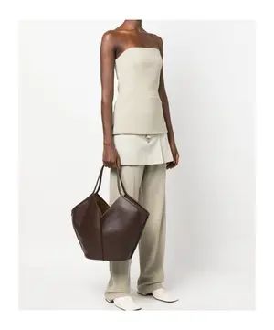 Hereu Calella Distressed Leather Tote Bag - Darkbrown