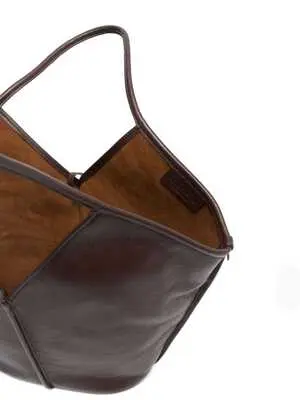 Hereu Calella Distressed Leather Tote Bag - Darkbrown