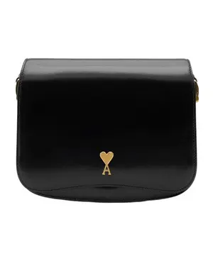 Ami Logo Plaque Shoulder Bag - Black