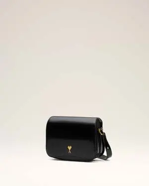 AMI Paris Logo Plaque Shoulder Bag - Black