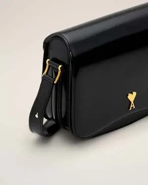 AMI Paris Logo Plaque Shoulder Bag - Black