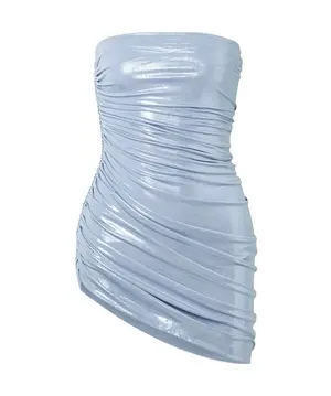 Norma Kamali Strapless Asymmetrical Ruched Mini Dress