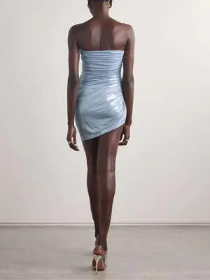 Norma Kamali Strapless Asymmetrical Ruched Mini Dress