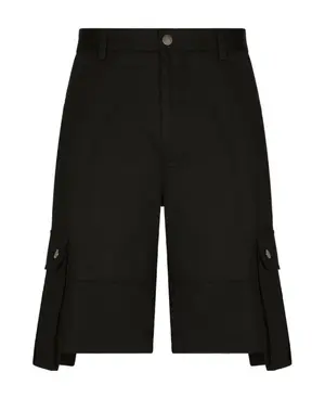 Dolce & Gabbana Stretch Cotton Cargo Bermuda Shorts - Black